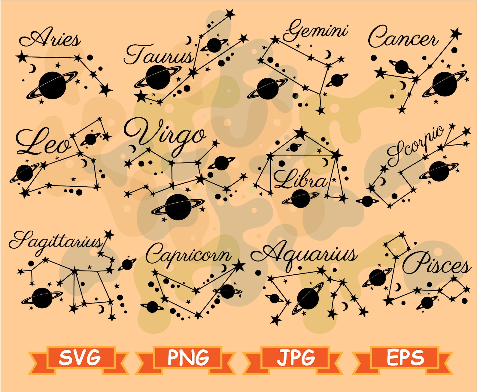 Zodiac Constellation Svg Zodiac Star Constellation Png - Etsy