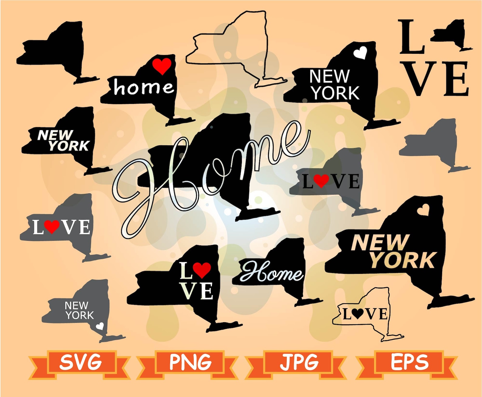 New York Svg New York State Svg New York Clipart Svg New York Cricut ...