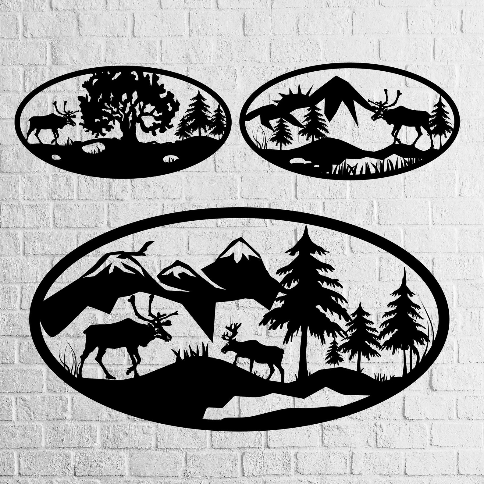 Deer Scene Svg, Wood Wall Art, Deer Scene, Metal Panel, Wildlife ...