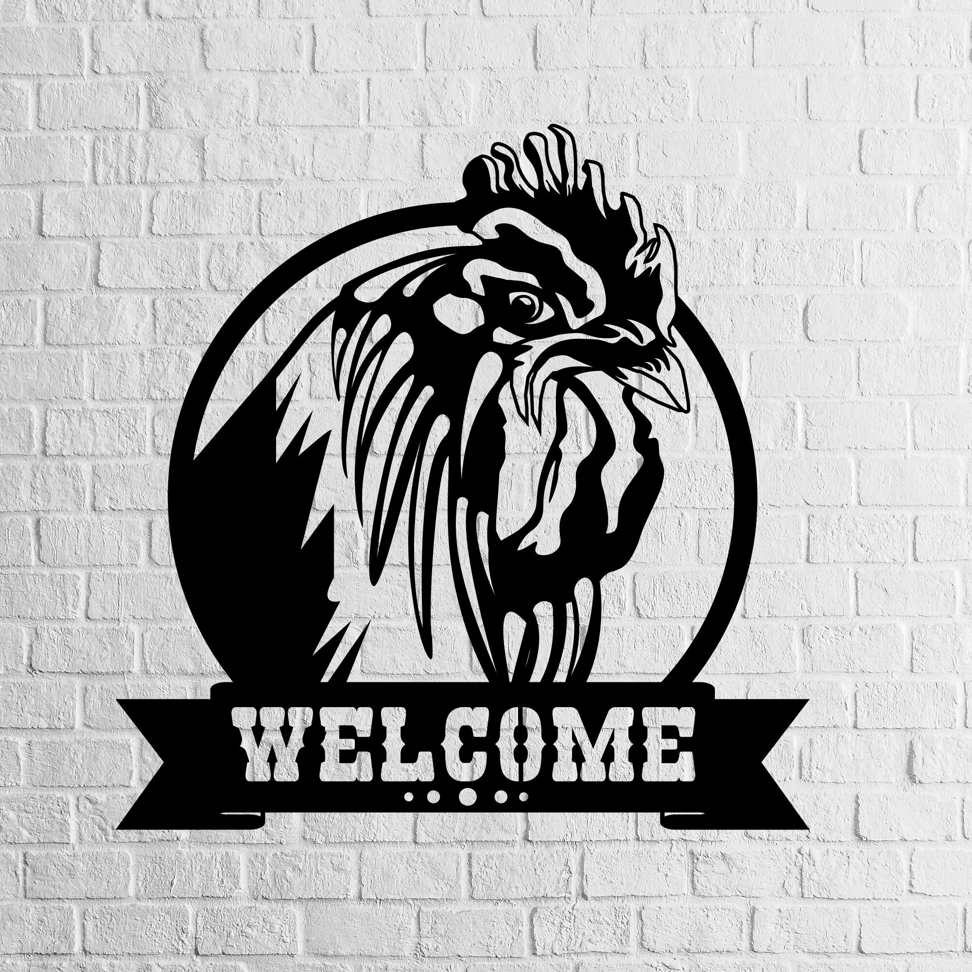 Rooster Welcome Dxf, Chicken Svg, Farm Life, Animal, Poultry Sign ...