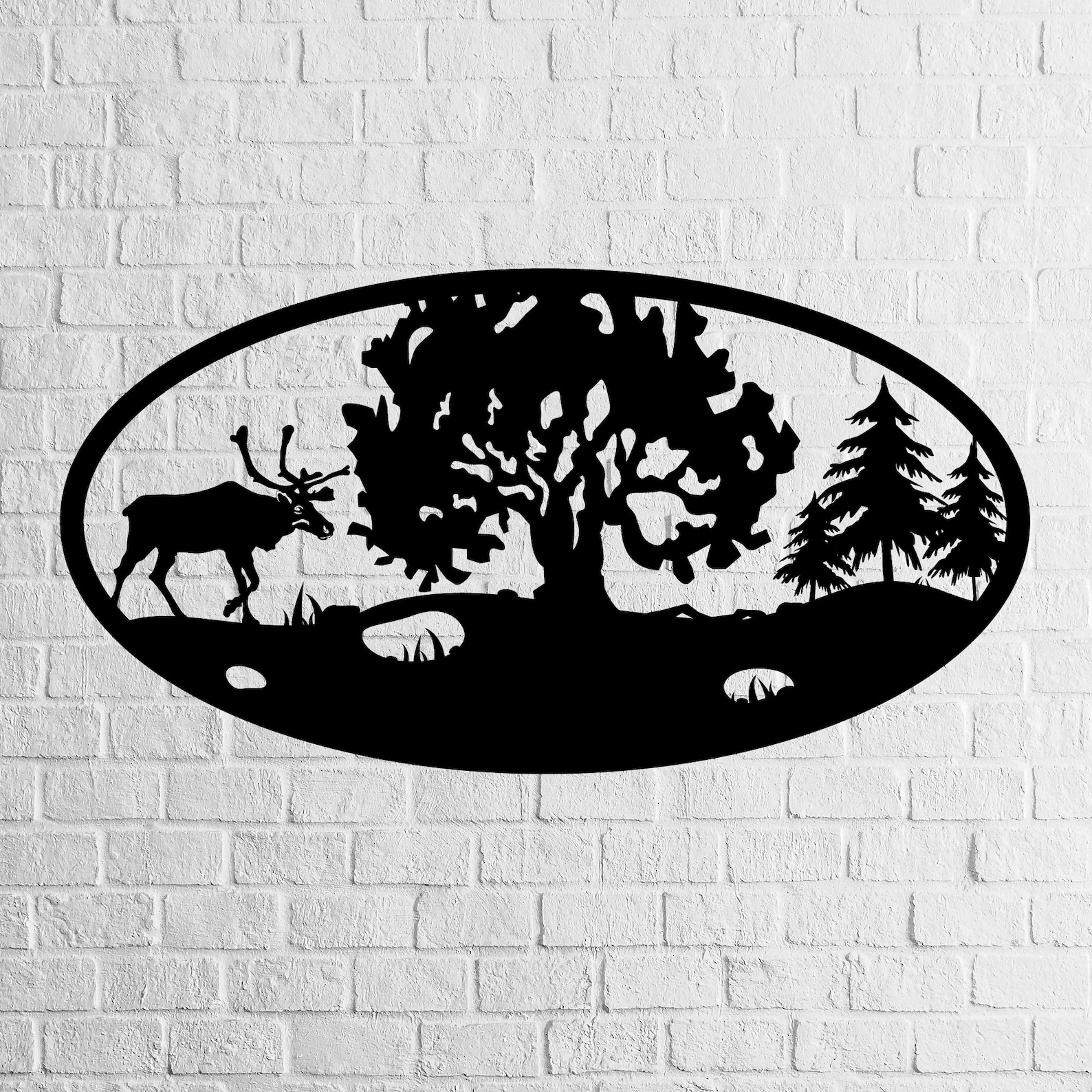 Deer Scene Svg, Deer Scene Dxf Svg Cdr File Vector for CNC Panel DXF ...