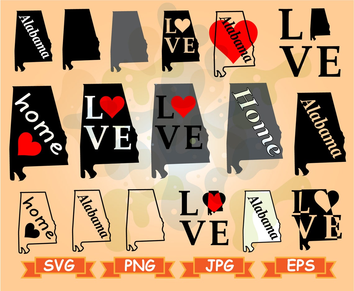 Alabama State Svg, Alabama Svg, Alabama Bundle Svg, Alabama Silhouette ...