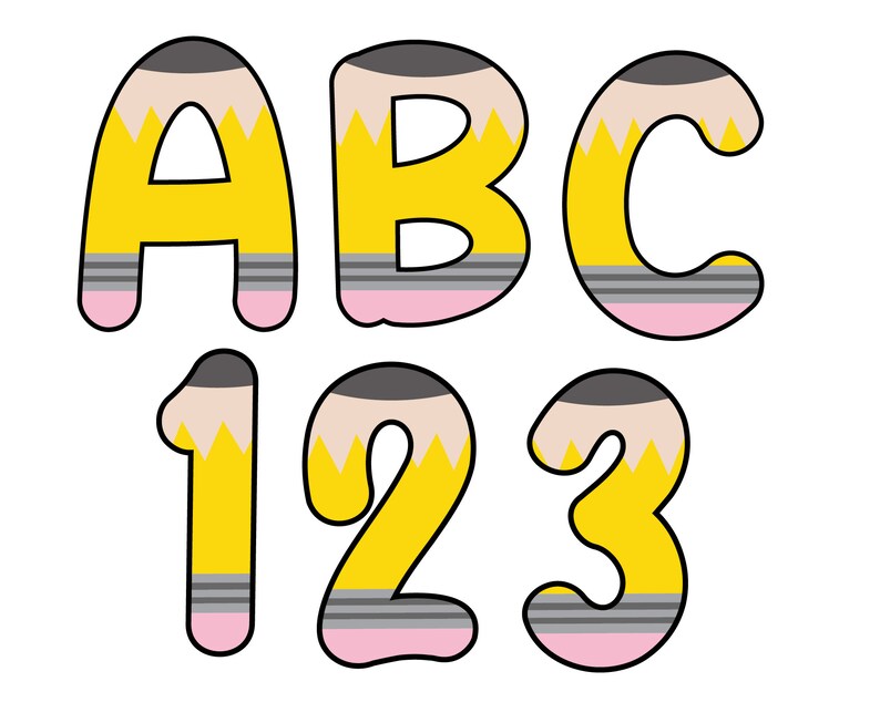 School Letters & Numbers PNG, Back to School PNG Letters, School ...