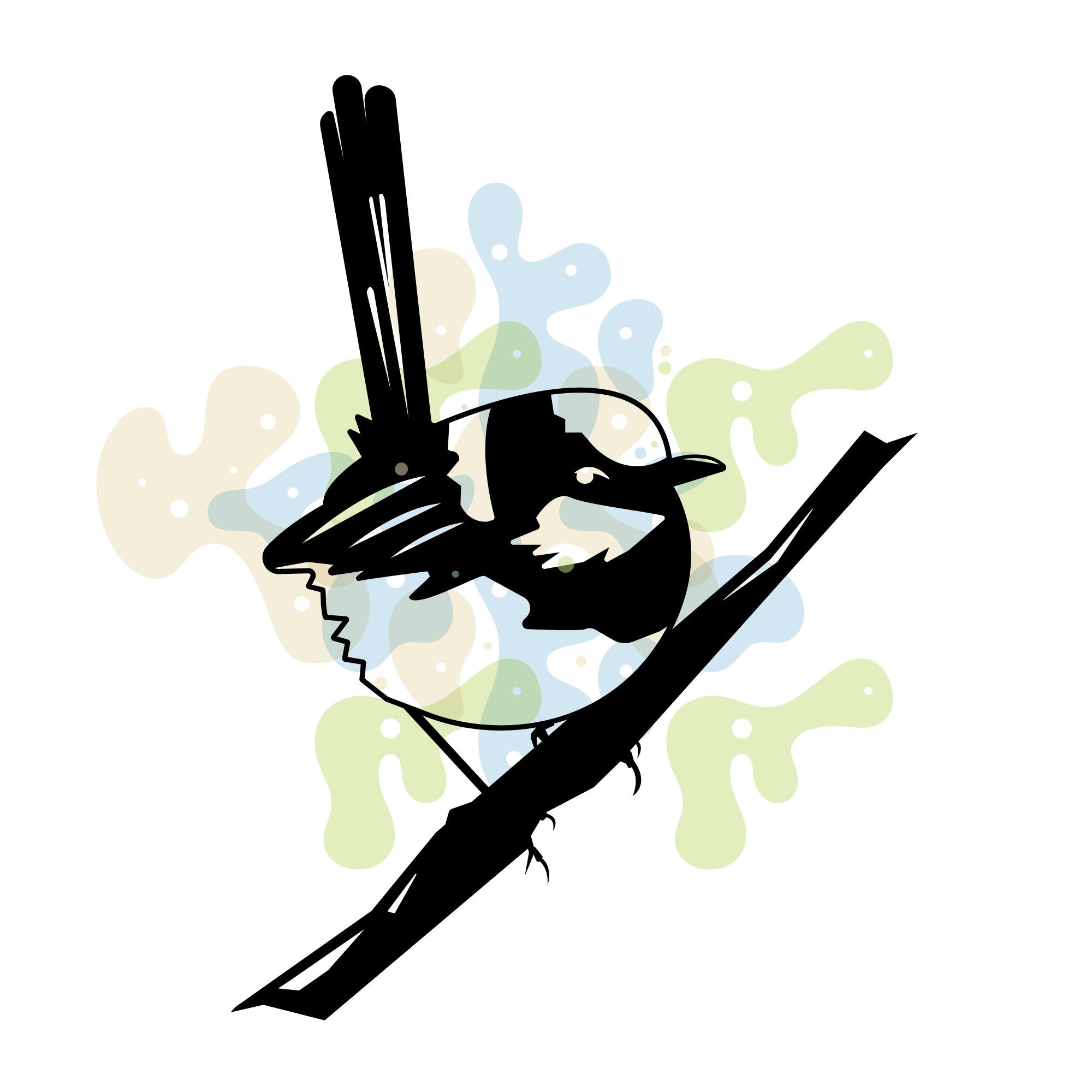 Blue Wren Svg Files for Cricut, Australian Bird on Branch Vector for ...