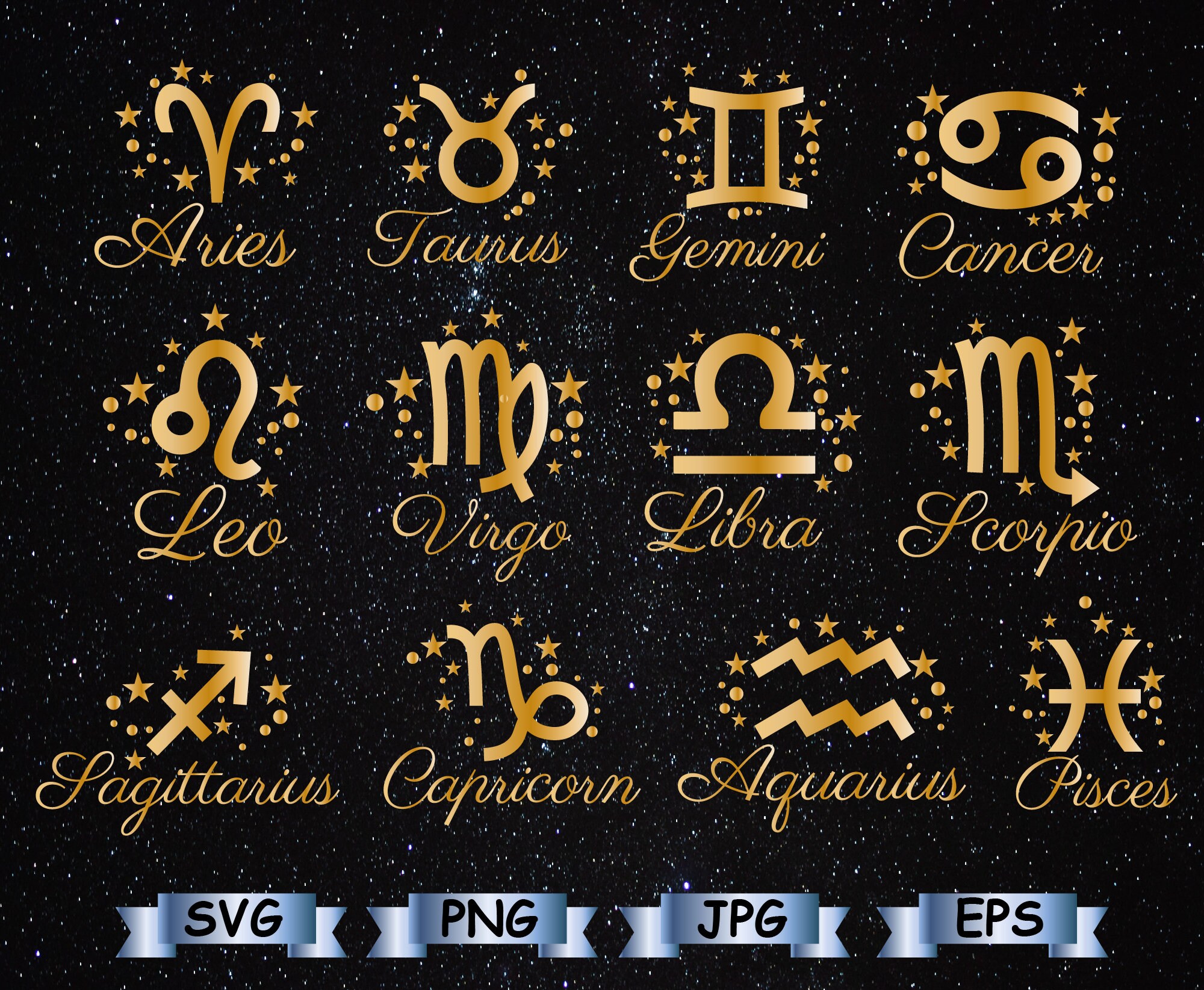 Zodiac Star Sign Svg, Zodiac Svg, Horoscope Svg, Astrology Svg, Zodiac ...
