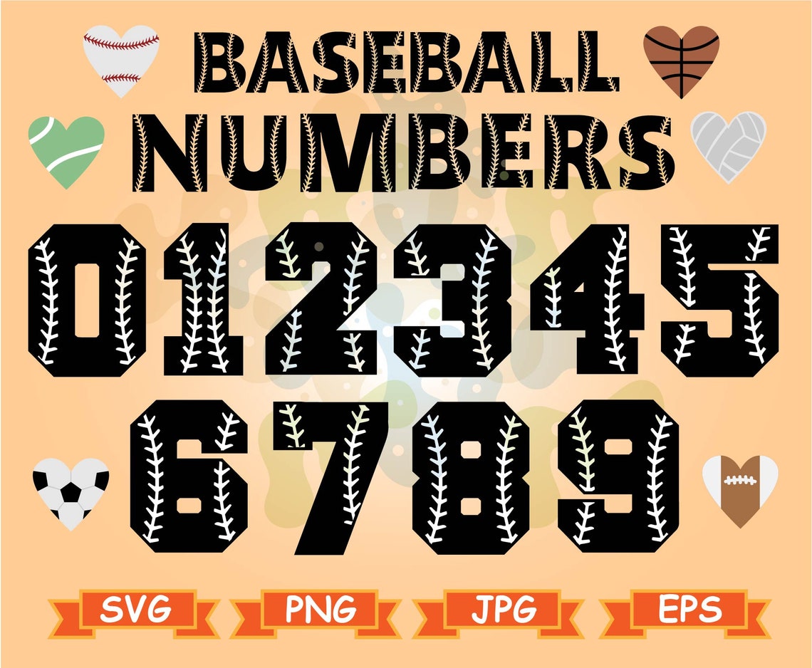Baseball Numbers SVG, Baseball Stiches SVG, Softball Font Svg Files for ...