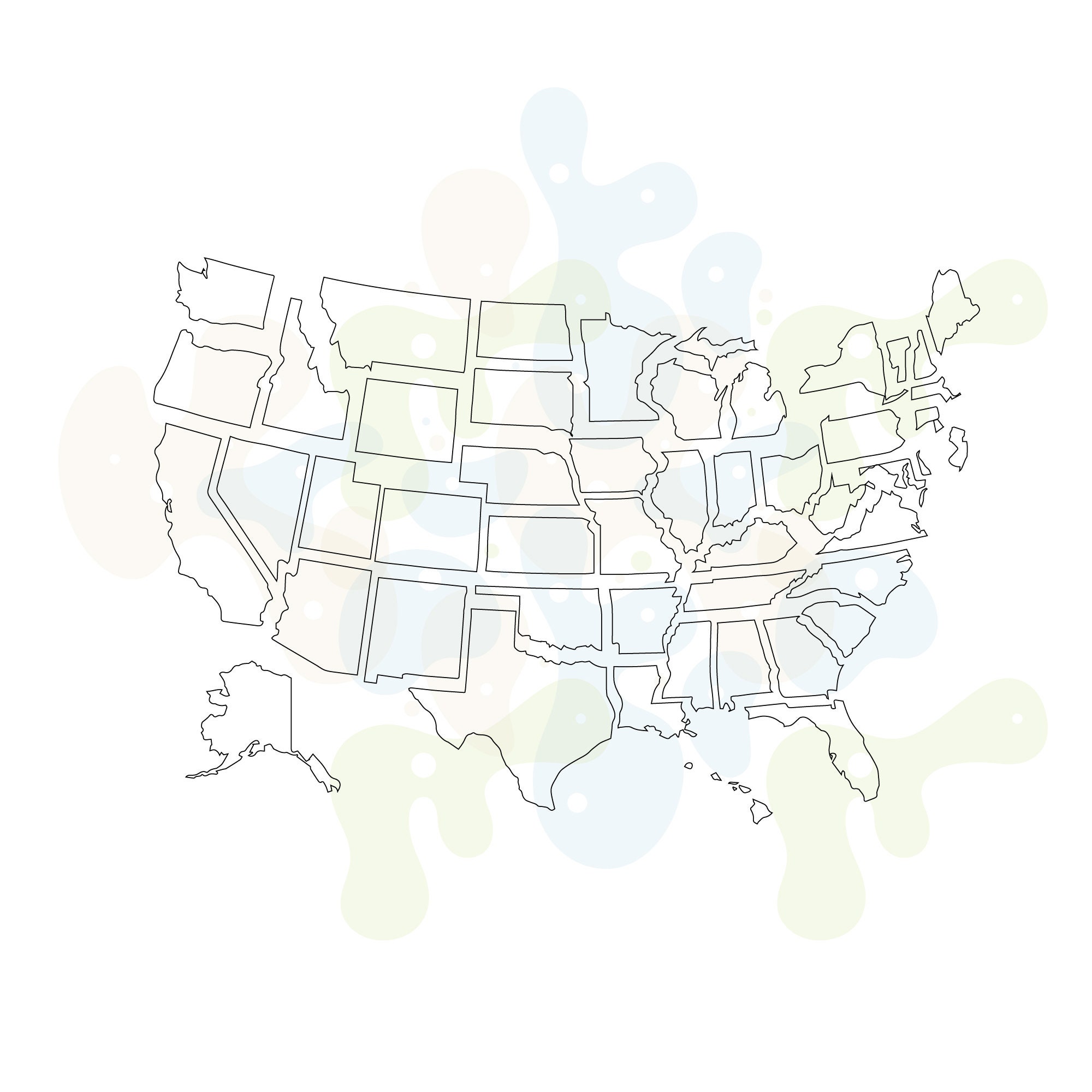 50 States Svg, USA Map Svg, USA Svg, United States Svg, America Map Svg ...
