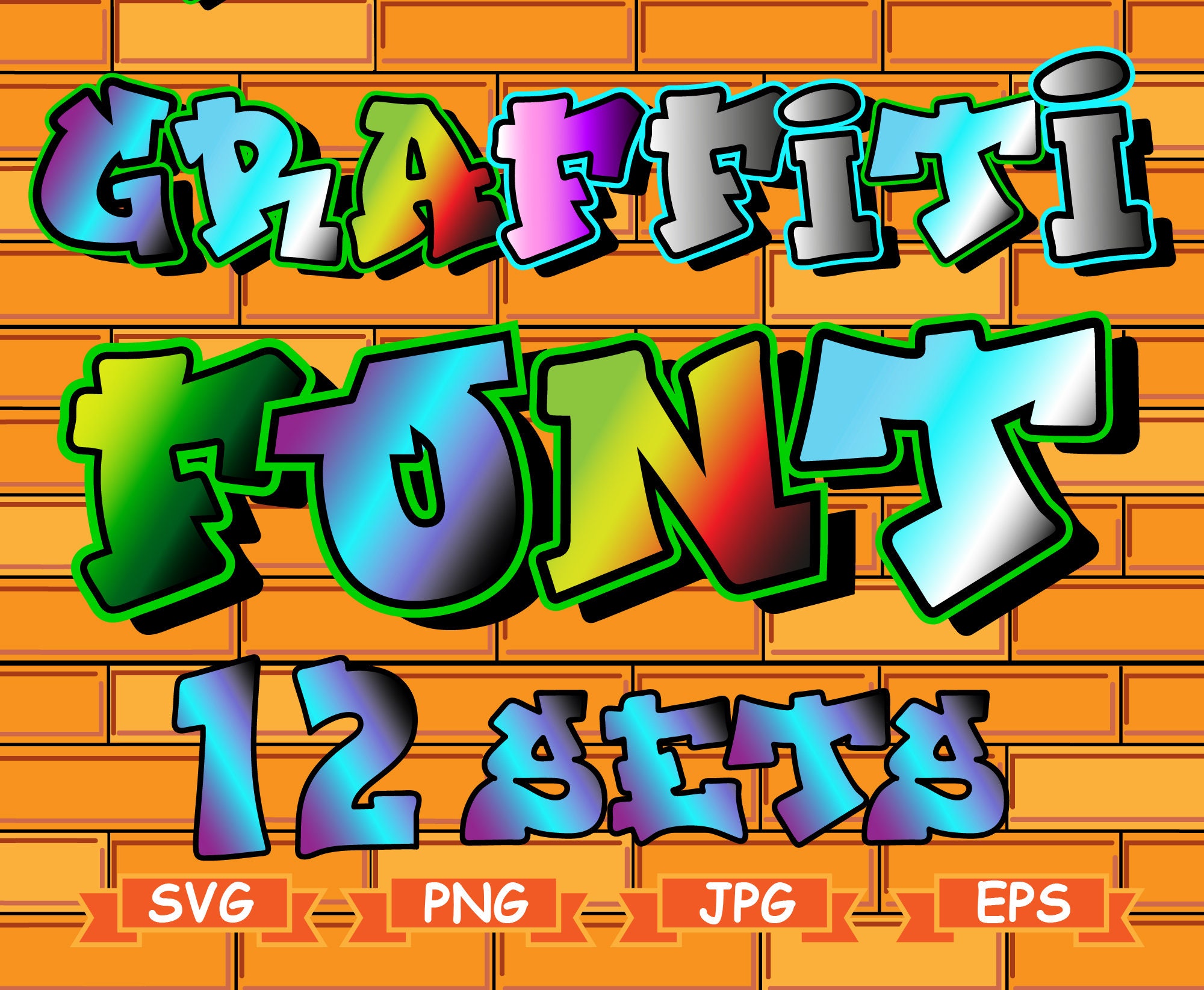 Graffiti svg Colorful Graffiti Alphabet Graffiti letters | Etsy