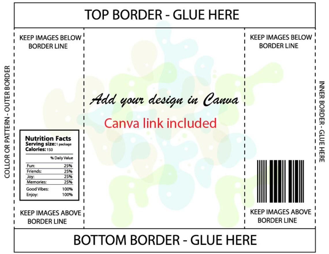 Editable Chip Bag Template, Chip Bag Template Canva Editable, Chip Bag ...