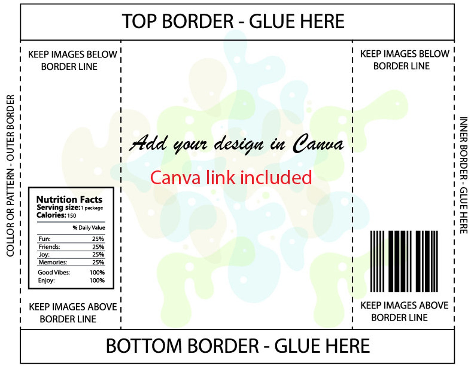 Editable Chip Bag Template, Chip Bag Template Canva Editable, Chip Bag ...