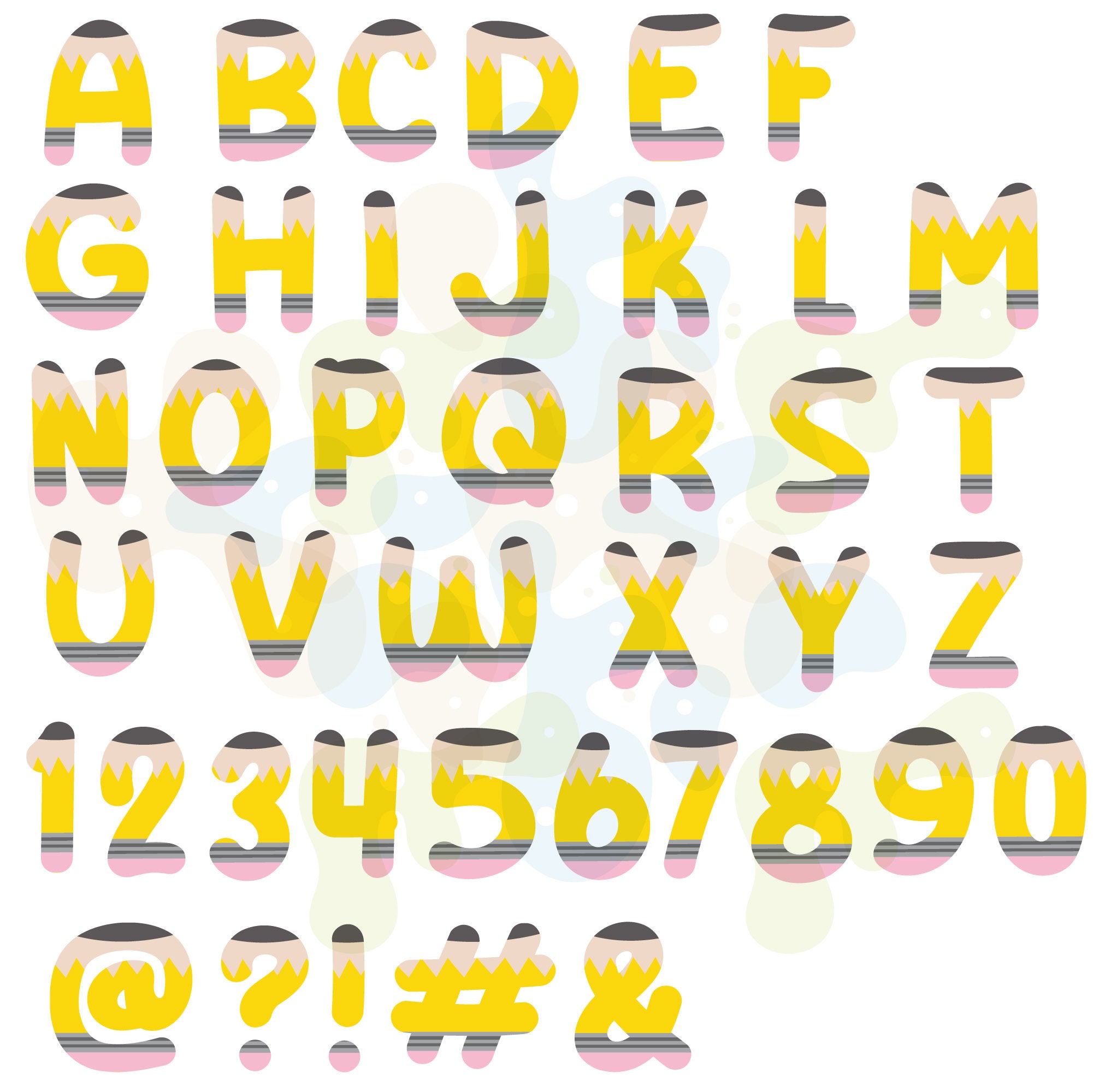 Pencil Letters, Back to School PNG Letters, School Letters, Letters for ...