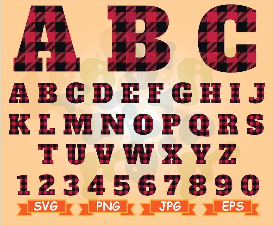 Buffalo Plaid Alphabet SVG Buffalo Plaid SVG Font Plaid Alphabet SVG Plaid Letters & Numbers Svg ...