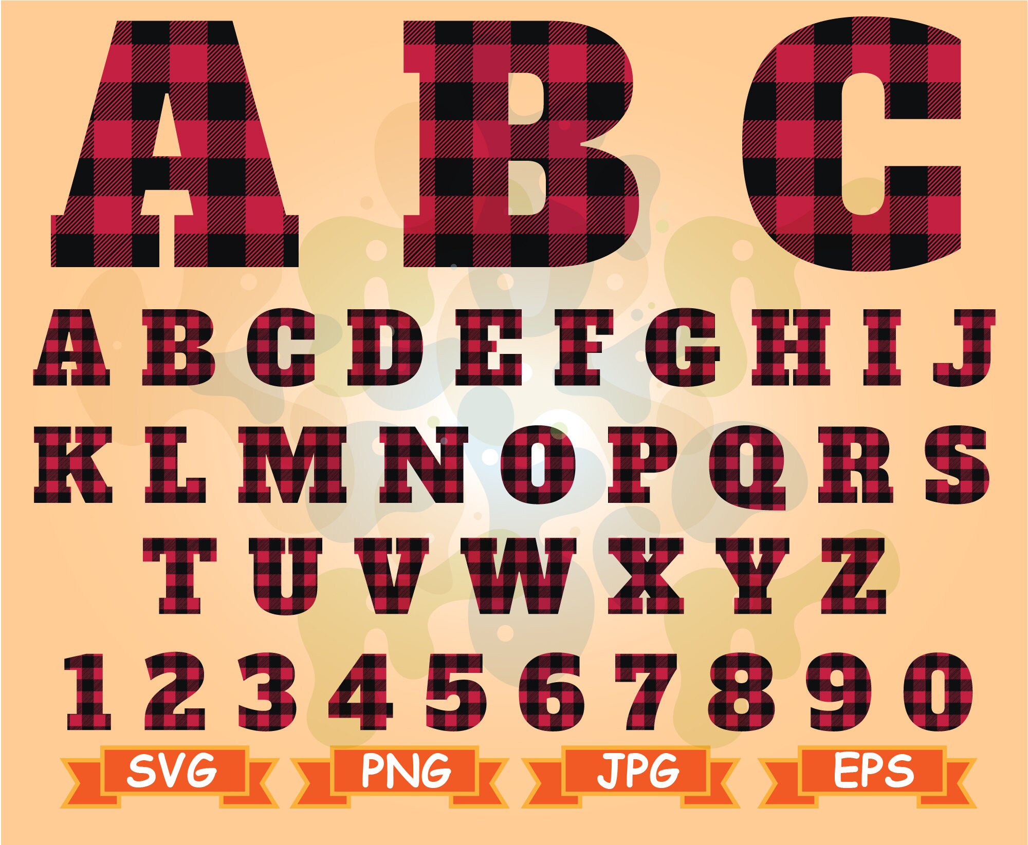 Buffalo Plaid Alphabet SVG Buffalo Plaid SVG Font Plaid Alphabet SVG ...