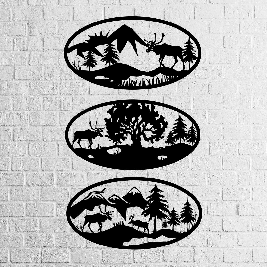 Deer Scene Svg, Wood Wall Art, Deer Scene, Metal Panel, Wildlife ...