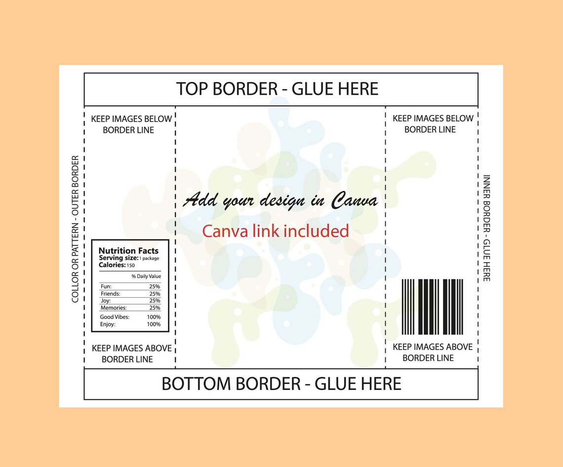 Editable Chip Bag Template, Chip Bag Template Canva Editable, Chip Bag ...