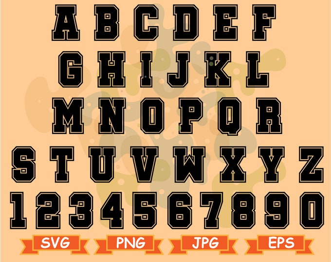 Varsity Font SVG Varsity Numbers SVG Fonts for Cricut Sports Font Svg ...