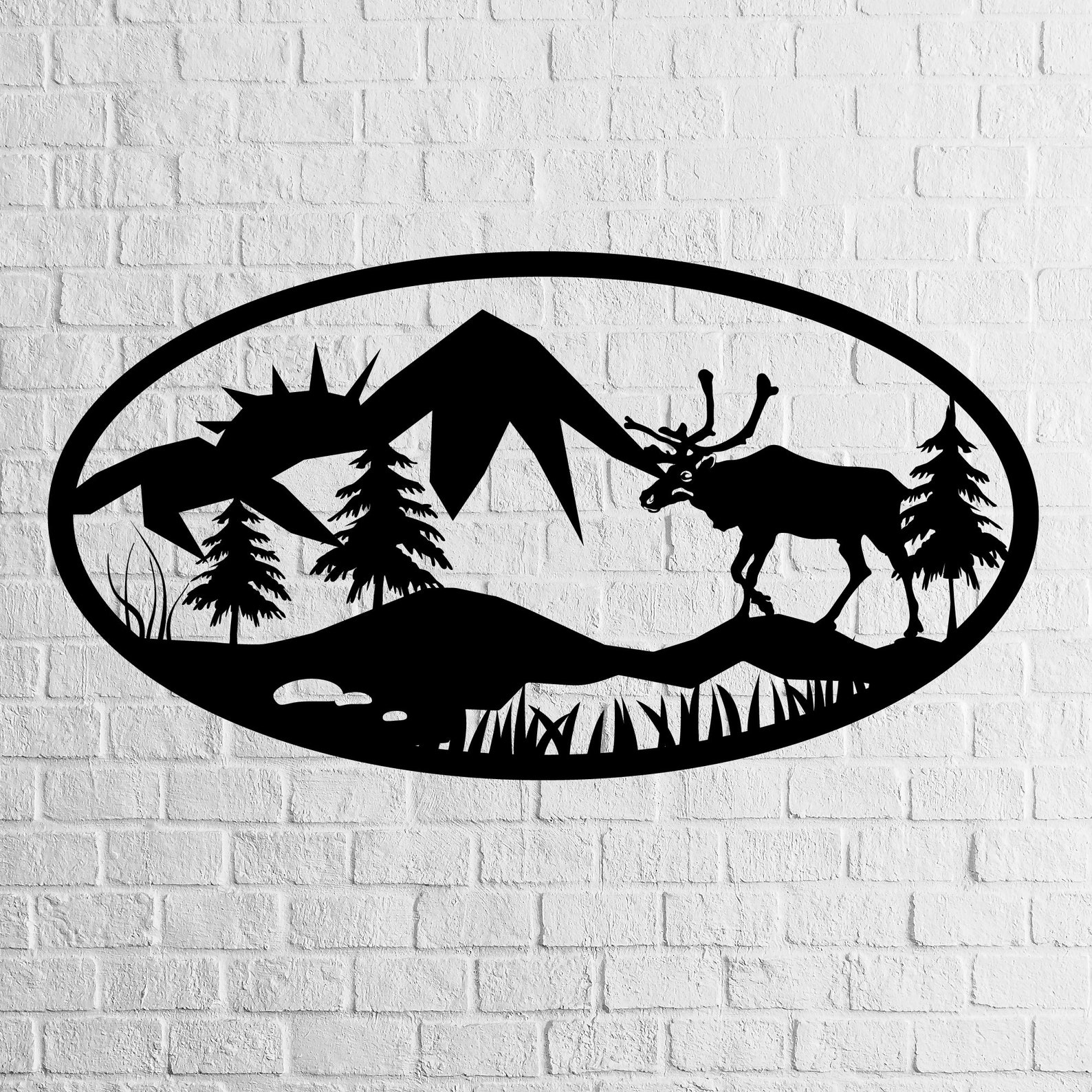 Deer Scene Svg, Wood Wall Art, Deer Scene, Metal Panel, Wildlife ...