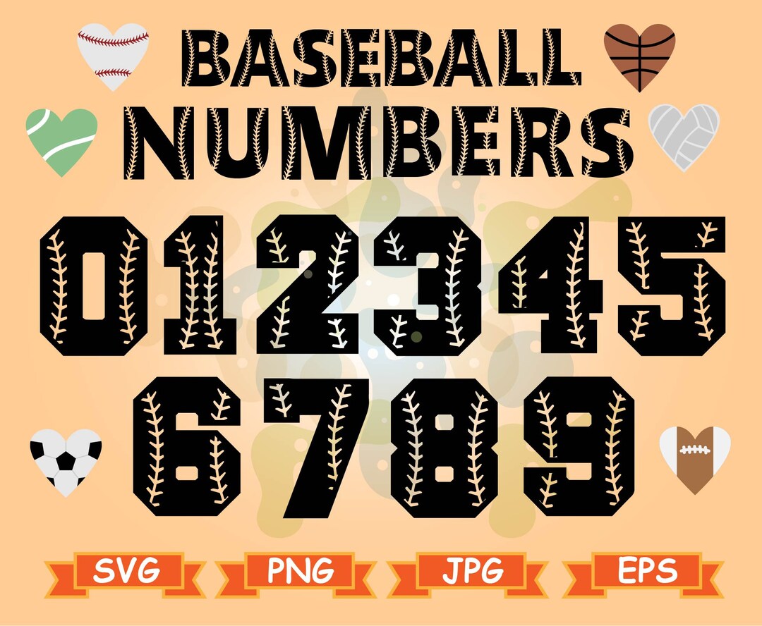 Baseball Numbers SVG, Baseball Stiches SVG, Softball Font Svg Files for ...