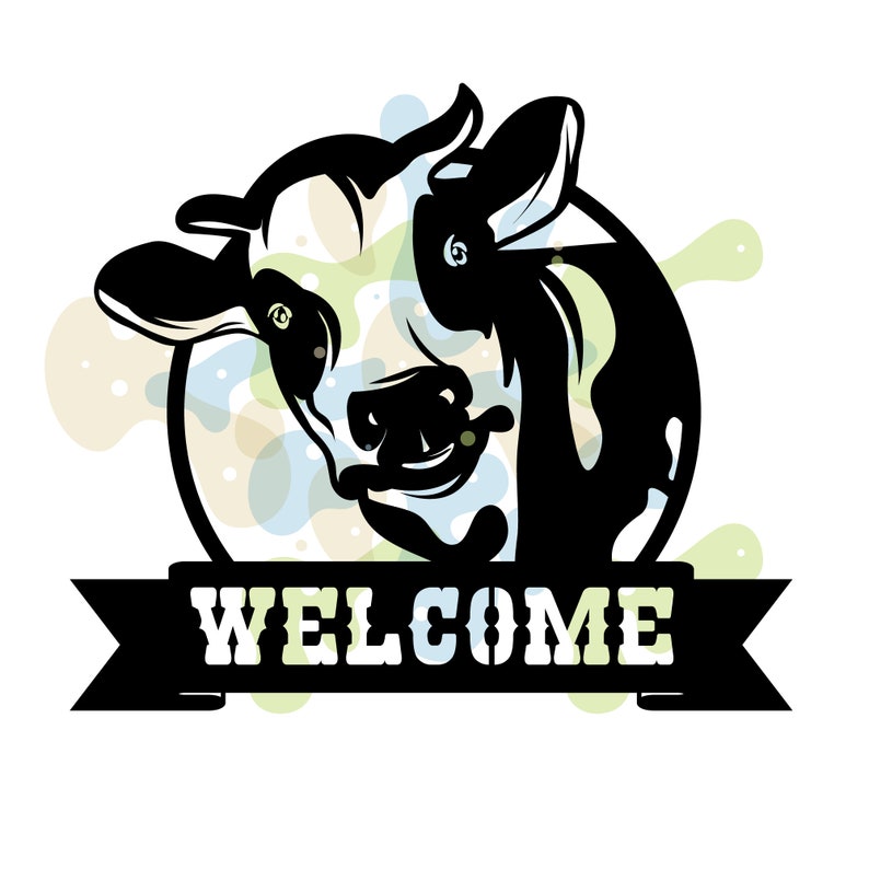 Cow Welcome Sign DXF CNC, Cow Svg Dxf File for Laser, Cow Svg File for ...