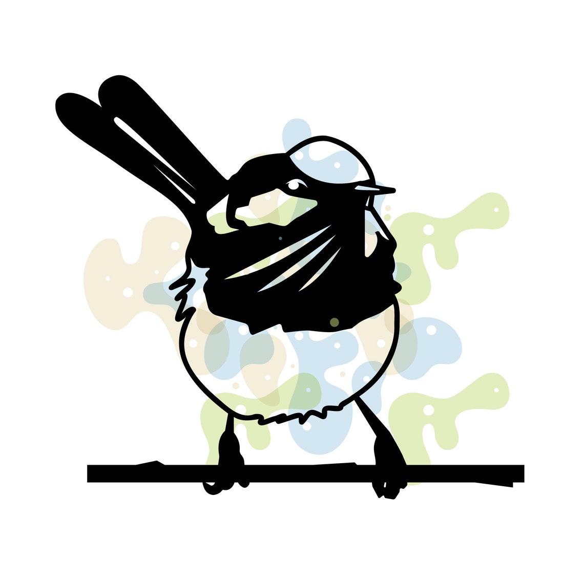 Blue Wren Svg Files for Cricut, Australian Bird on Branch Vector for ...