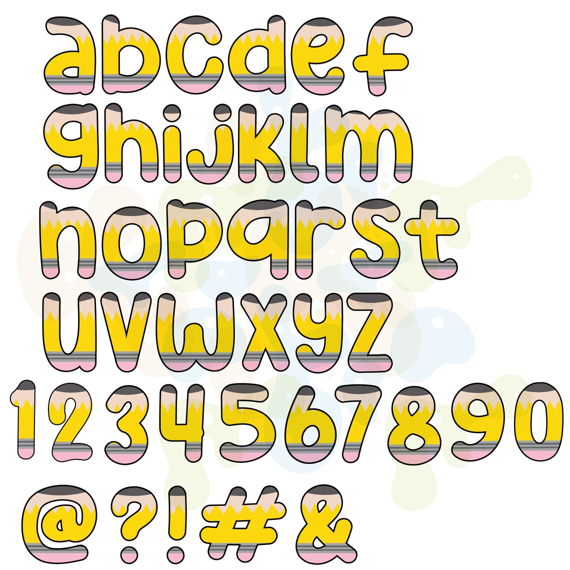 Pencil Letters, Back to School PNG Letters, School Letters, Letters for ...