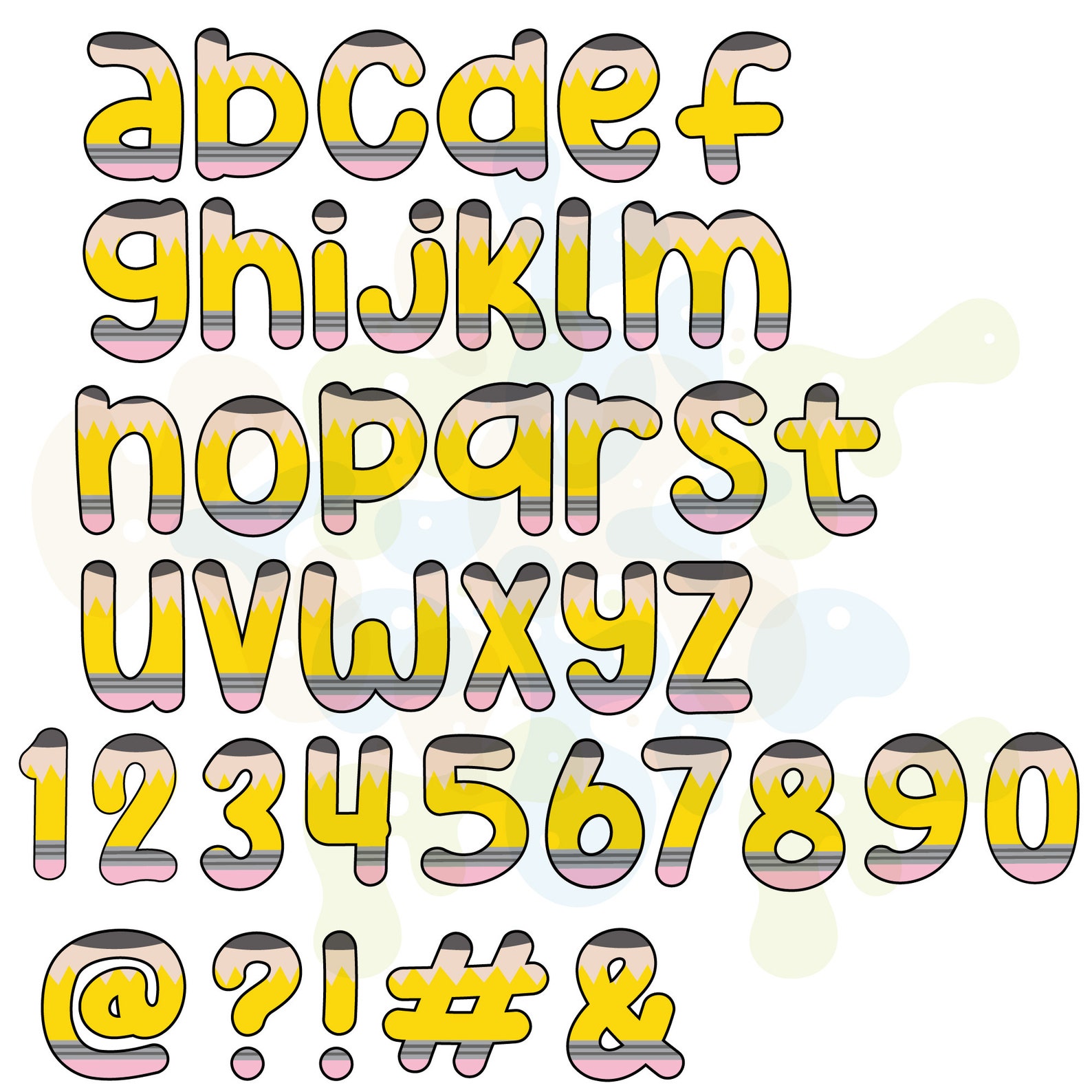 Pencil Letters, Back to School PNG Letters, School Letters, Letters for ...