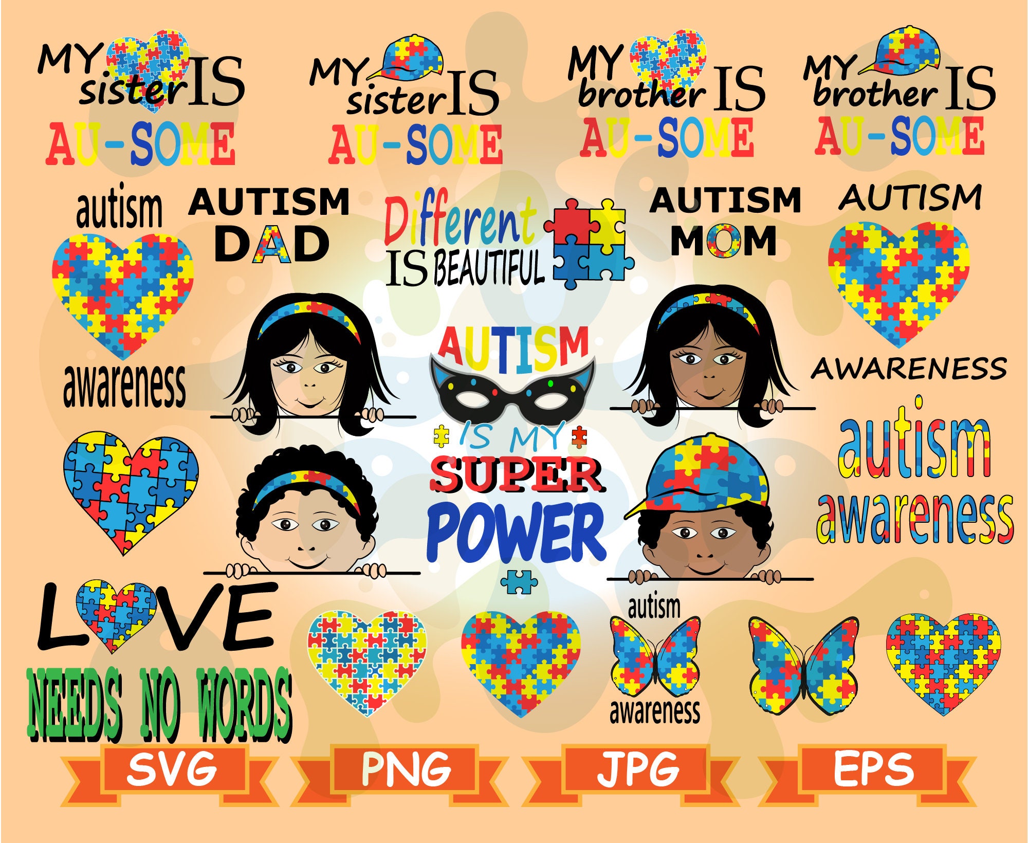 Autism Svg, Autism Mom Svg, Autism Puzzle Svg, Autism Awareness Svg, Be ...