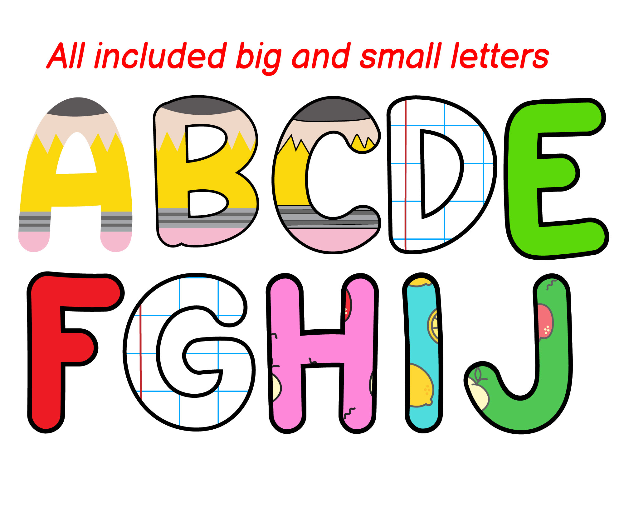 School Letters & Numbers PNG, Back to School PNG Letters, School ...