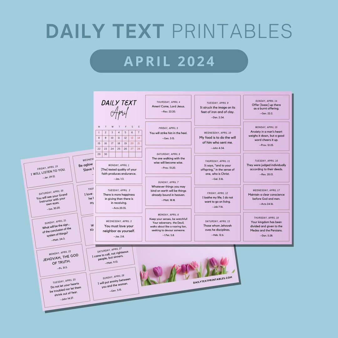 JW Daily Text Printables for February 2024 for Jehovah's Witnesses, Jw ...