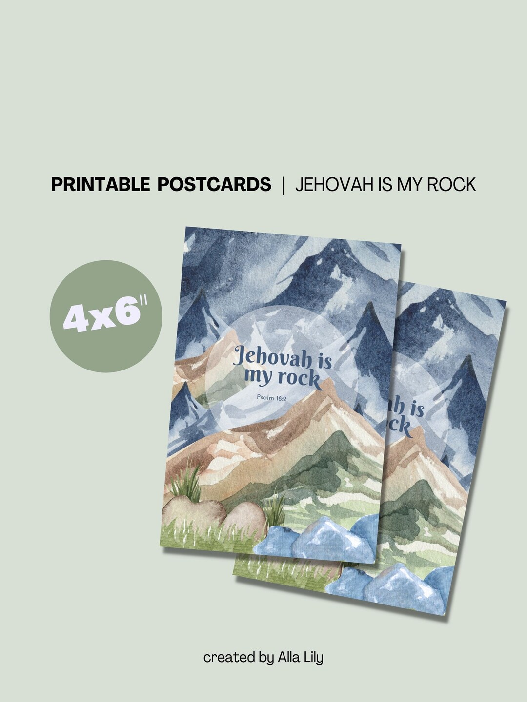 Jehovah is My Rock Printable Postcards Psalm 18:2 JW Gift for Brothers ...