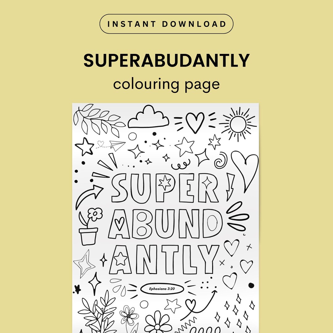 JW Colouring Page Ephesians 3:20 Superabundantly Printable Sheet for ...