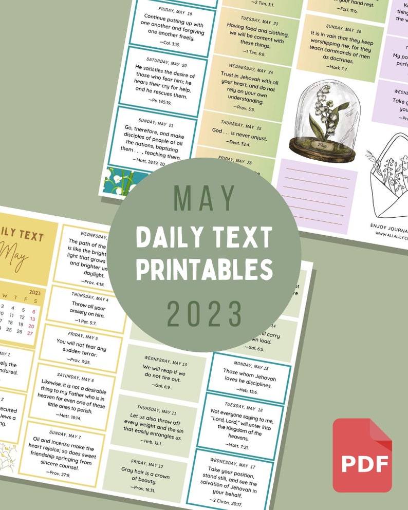 JW Daily Text Printables for May 2023 for Jehovah's - Etsy Ireland
