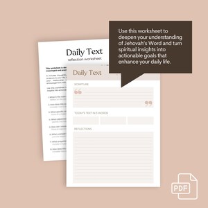 Daily Text Reflection Worksheet for Jehovah's Witnesses Scripture Study ...