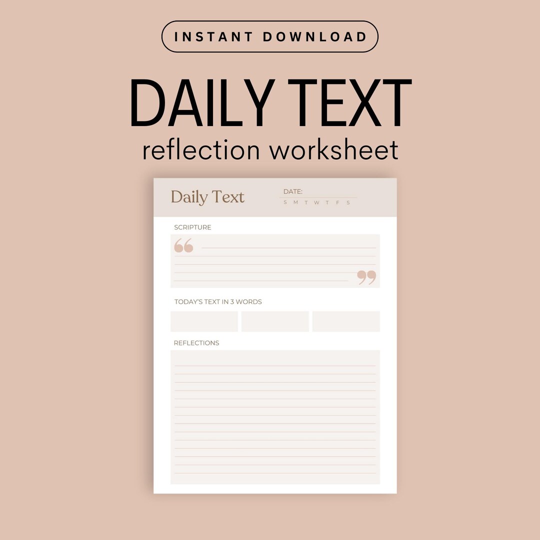 Daily Text Reflection Worksheet for Jehovah's Witnesses Scripture Study ...