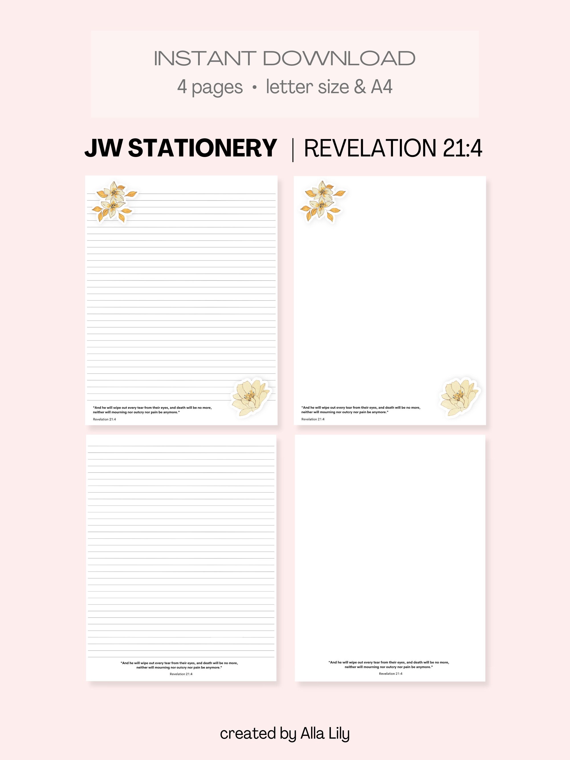 JW Stationery Letter Writing Templates for Jehovah's Witnesses, Letter ...