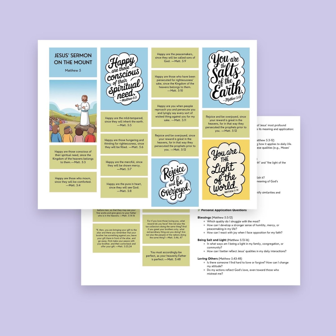 JW Printable Scriptures Jesus’ Sermon on the Mount Chapter 5 for ...