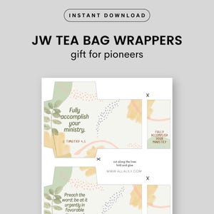 JW Tea Bag Wrapper Printables for Pioneers Favour Envelopes Gift for ...