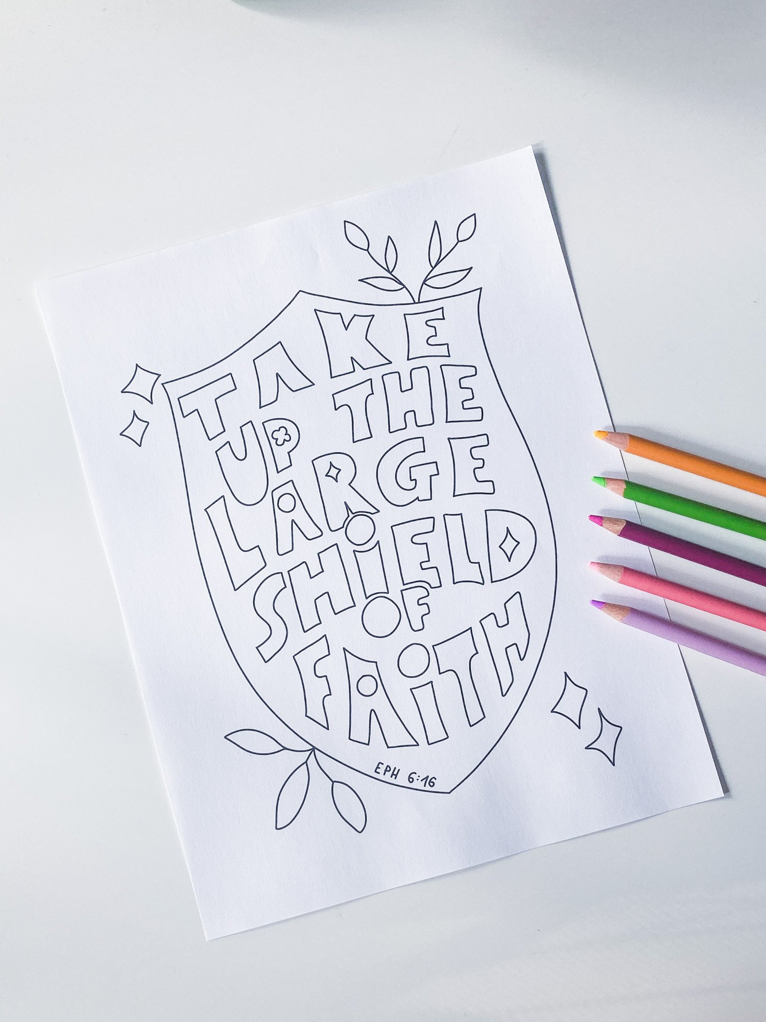 Printable Coloring Page for Kids Shield of Faith JW | Etsy