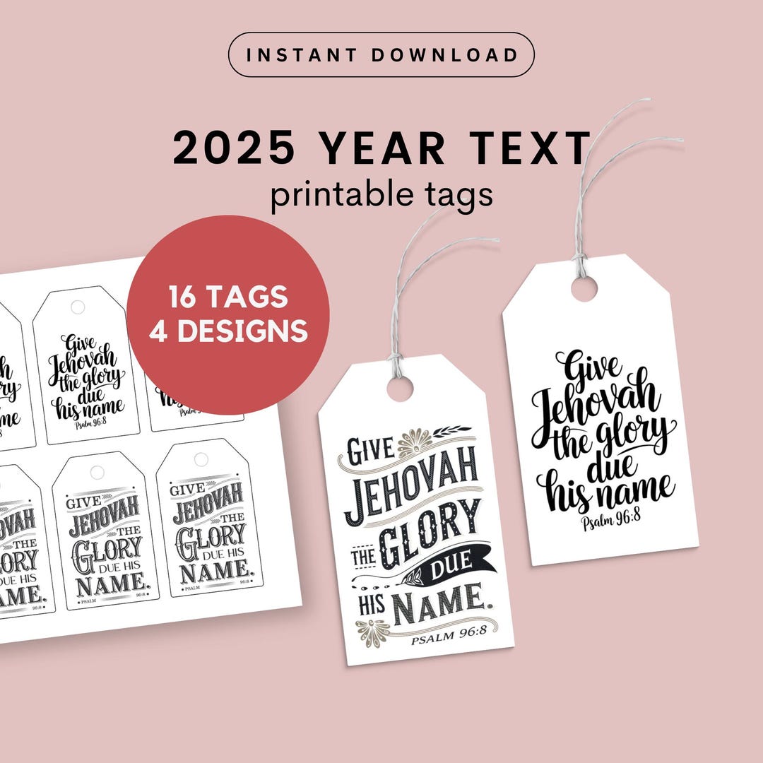 2025 Year Text JW Tags Printable Labels for Jehovah's Witnesses Gift ...
