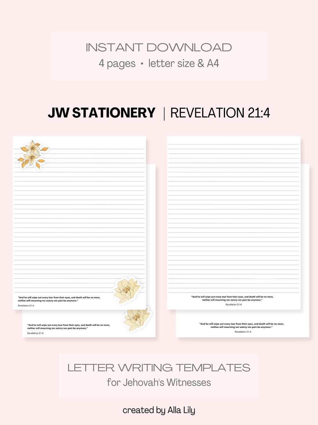 JW Stationery Letter Writing Templates for Jehovah's Witnesses, Letter ...