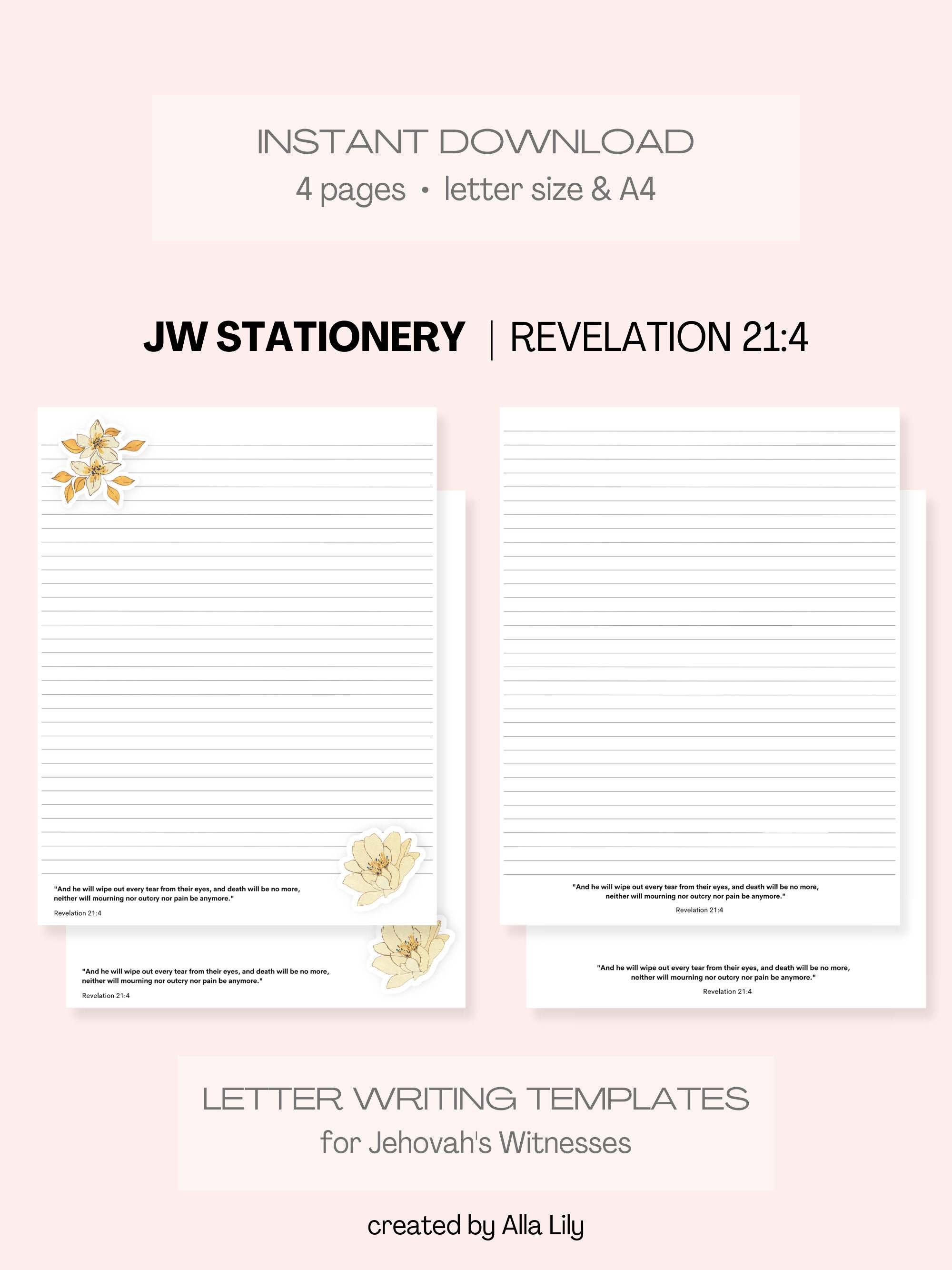 JW Stationery Letter Writing Templates for Jehovah's Witnesses, Letter ...