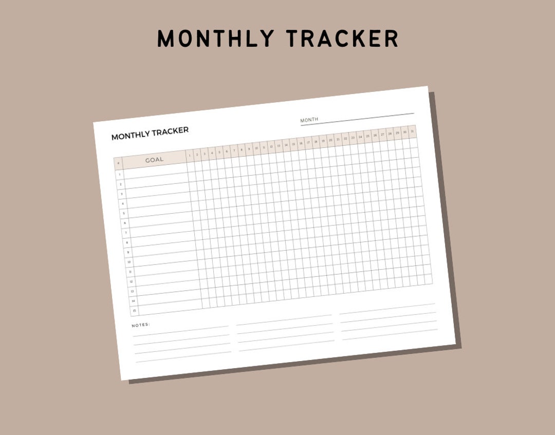 Printable Monthly Tracker for Daily Routine Monthly Blank - Etsy