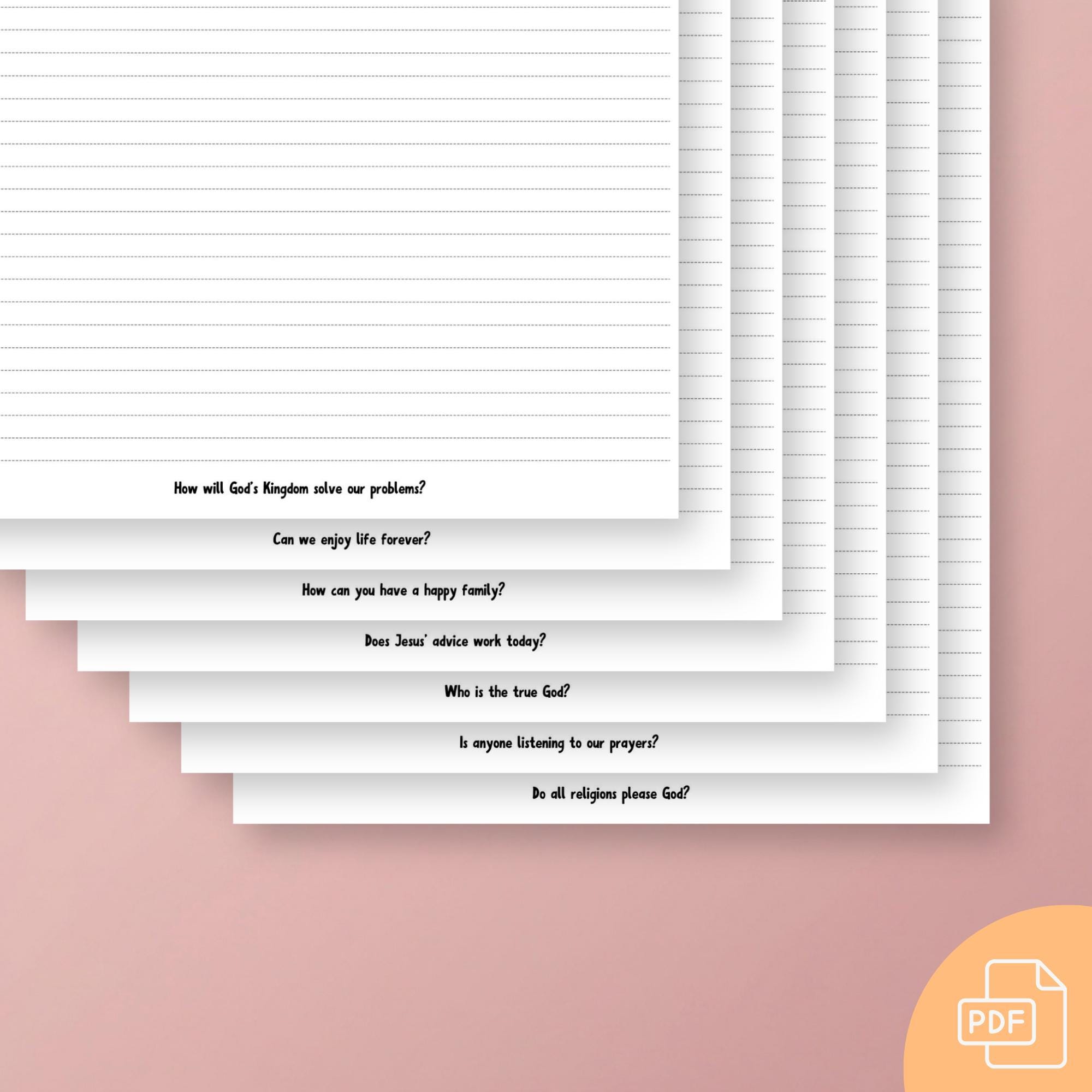 JW Letter Writing Set for Men Printable Stationery Paper for Jehovah's ...