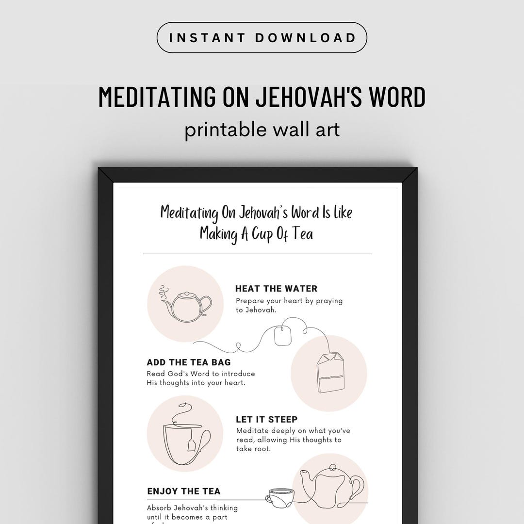 JW Wall Art Meditating on Jehovah's World Printable Encouraging Poster ...