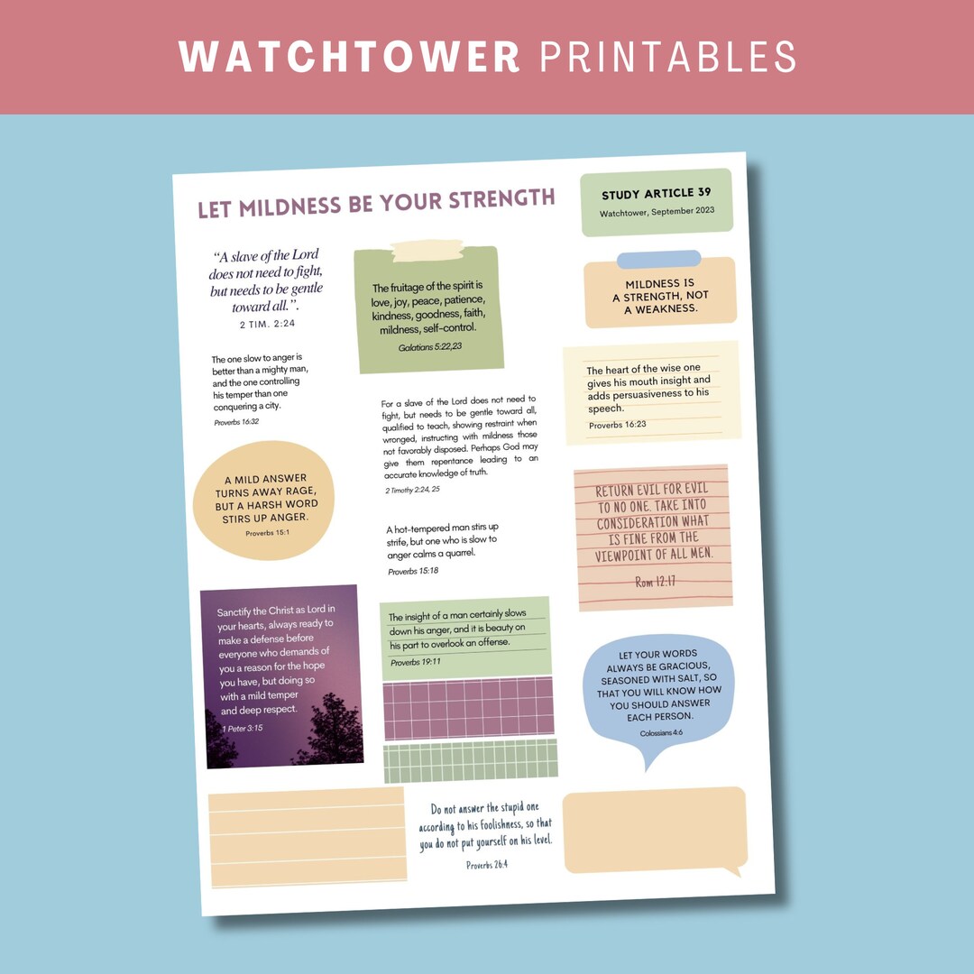 Watchtower Printables for Study Article 39 let Mildness Be Your ...
