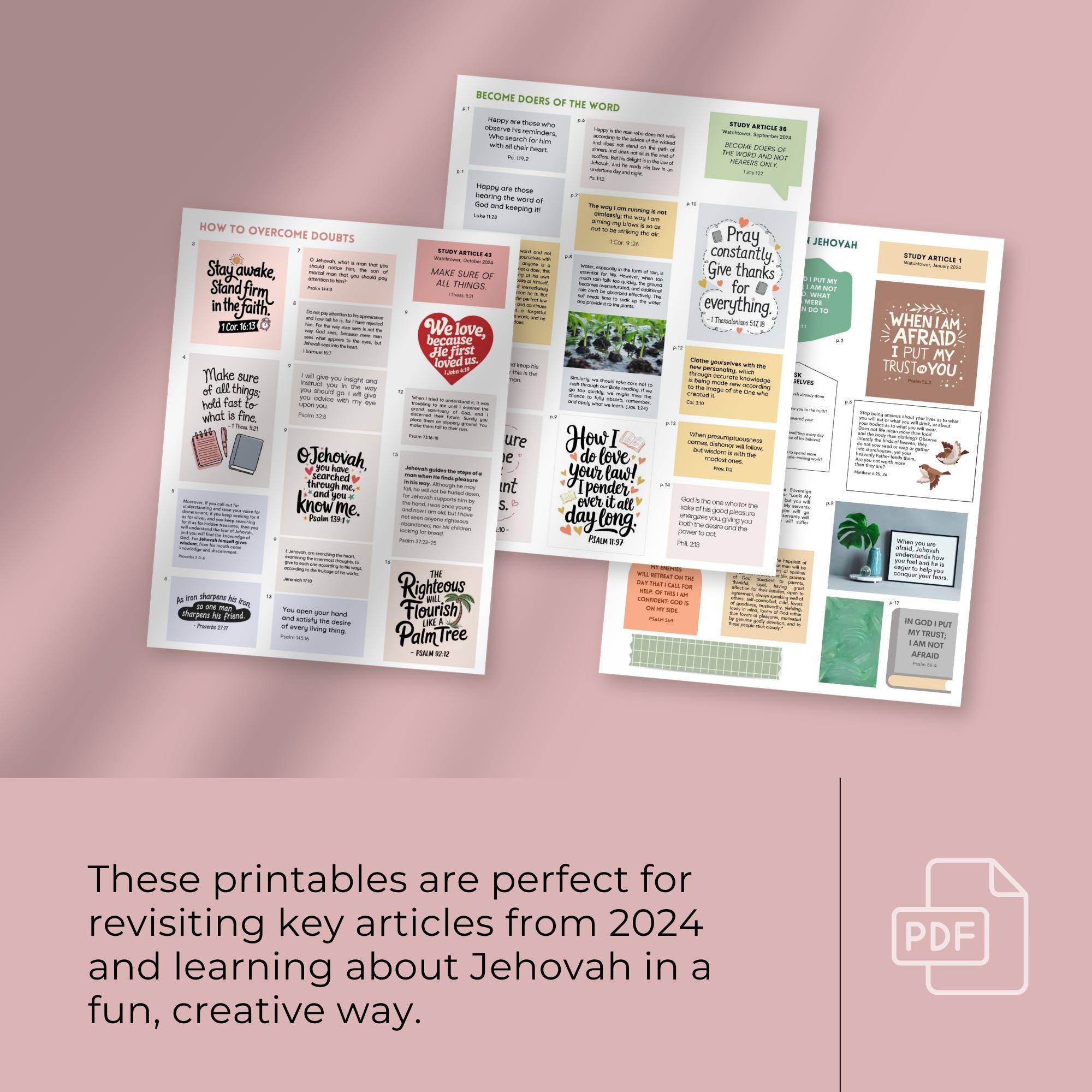 Watchtower Bundle 6 Articles Printable Scriptures for Jehovah's ...