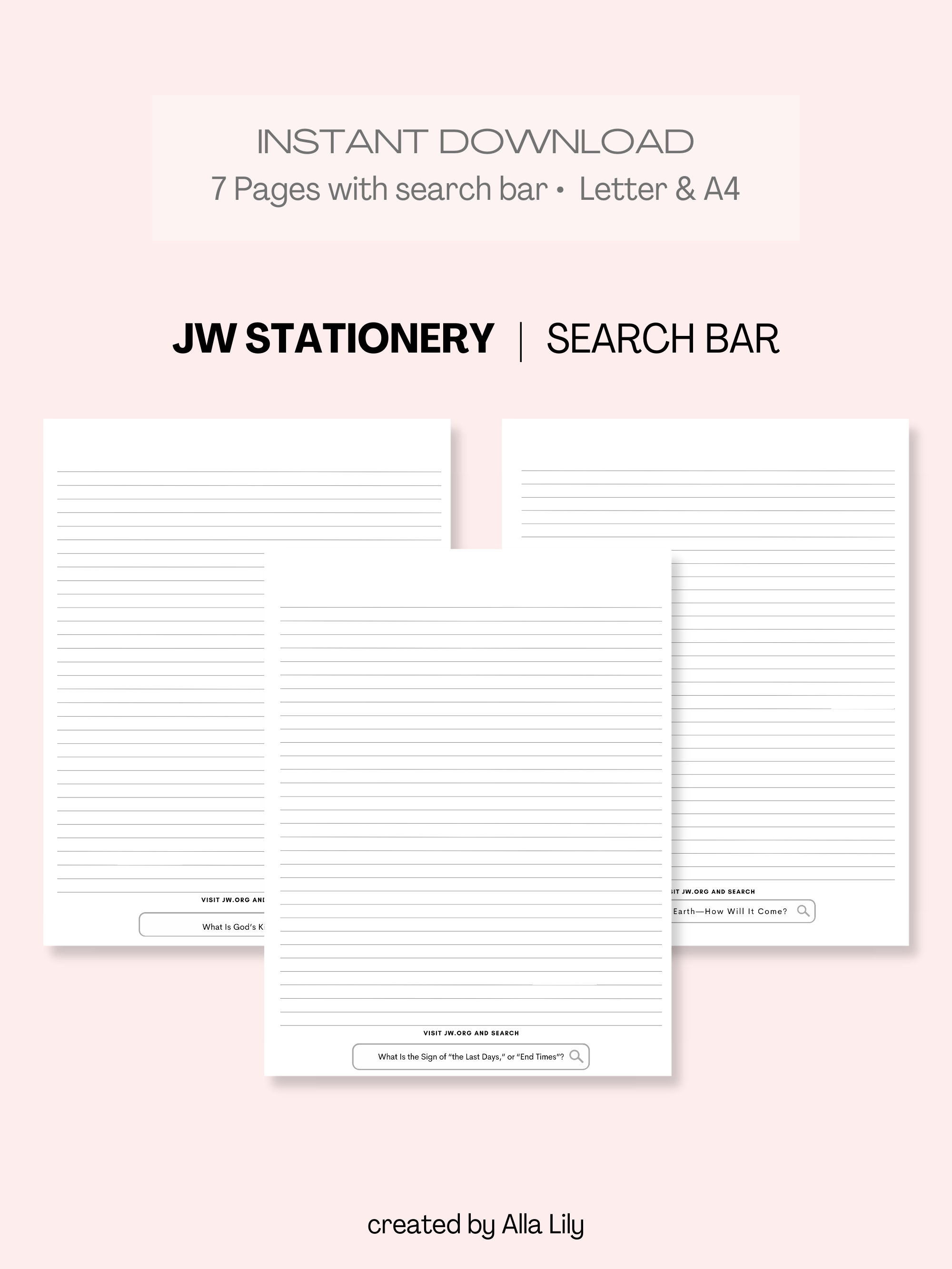 JW Stationary Letter Writing Templates for Brother Jehovah's Witnesses ...