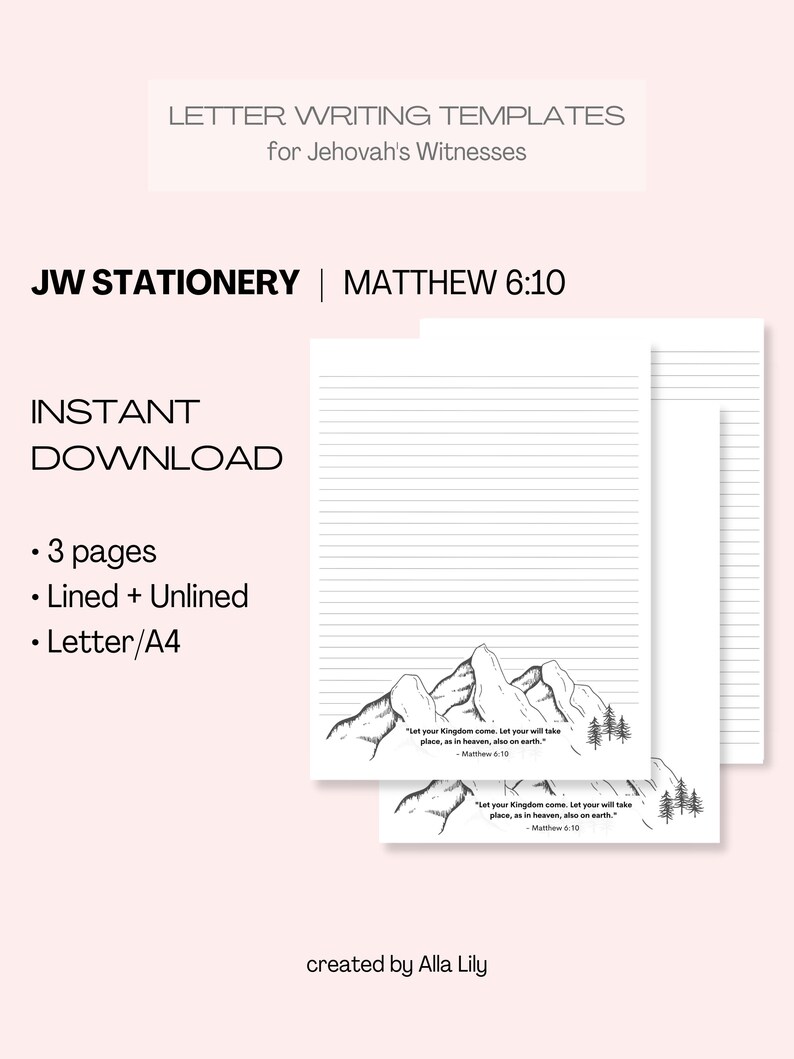 JW Letter Writing Stationery Download Witb Bible Scripture Matthew 6:10 ...