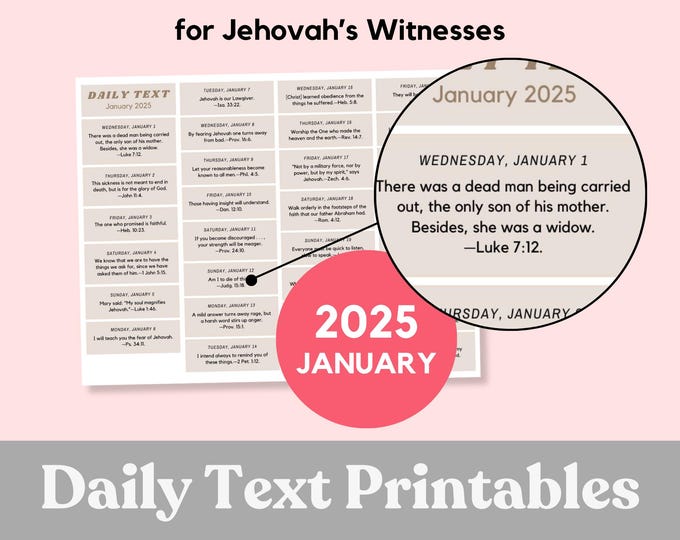 Daily Text Printables for Jehovah's Witnesses JANUARY 2024 JW Personal ...