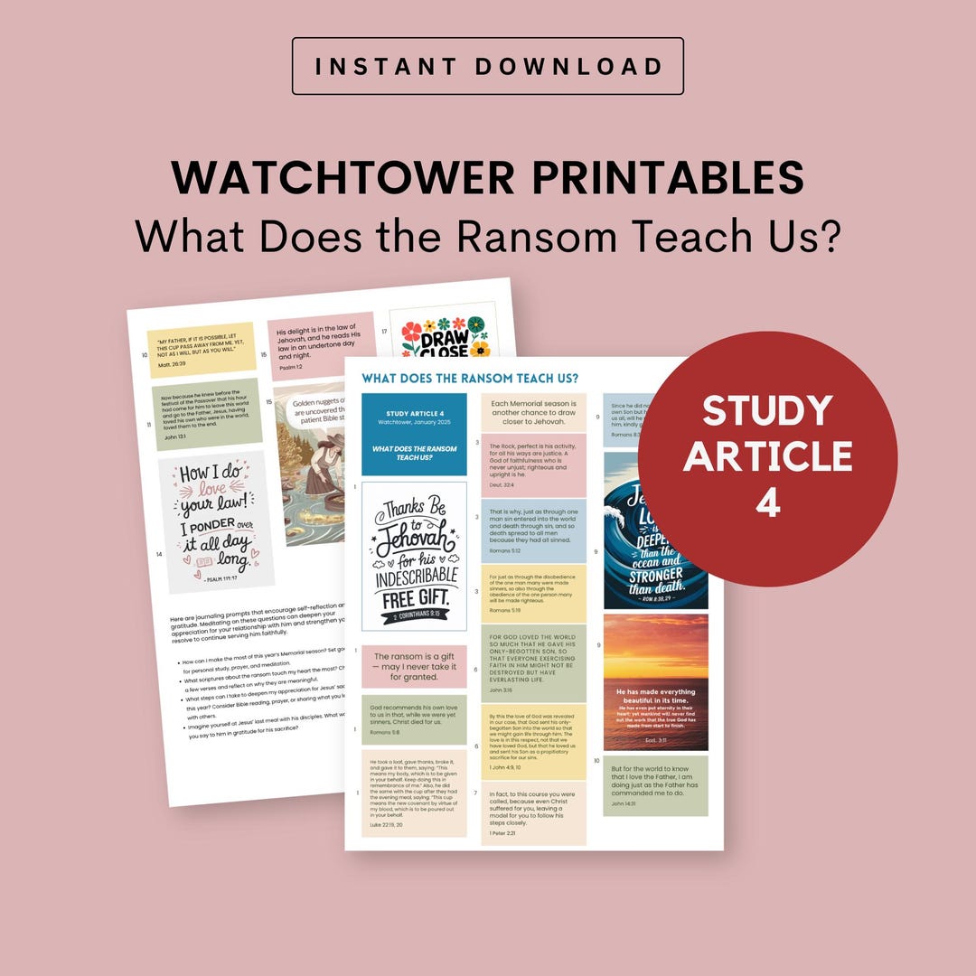 Watchtower Study Article 4 What Does the Ransom Teach Us Printable ...